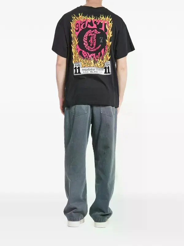 Just Cavalli Flame-print Slogan-print T-shirt