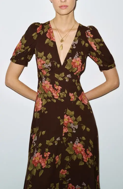 REFORMATION Naira Floral Midi Dress - Baritone