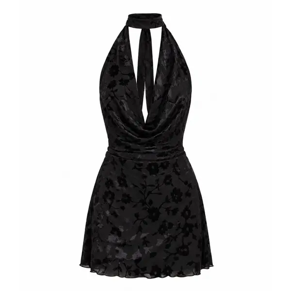 ALOMA STUDIO Dark Devoree Velvet Mini Dress