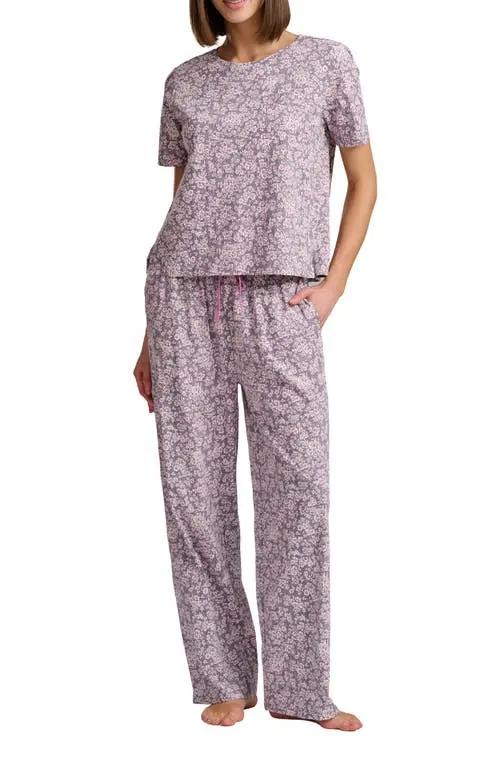 Splendid Short Sleeve Tee And Long Pants Pajamas - Compositionflrl