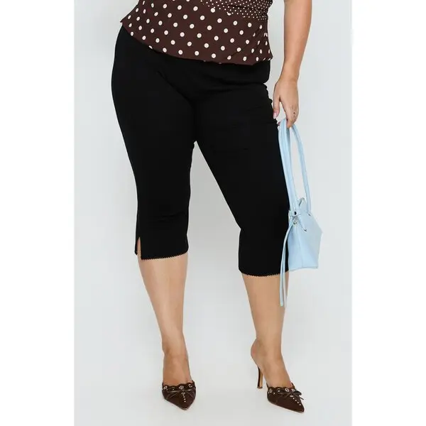 Princess Polly Baseline Rib Capri Pants - Black