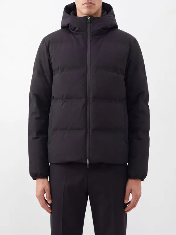 Herno Waterproof And Windproof Quilted Nylon Hooded Down Jacket - Black