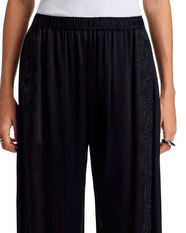 Alexander Wang Lingerie Lace Embellished Wide Leg Pants