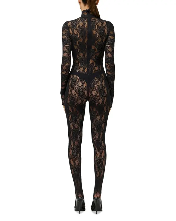 Naked Wardrobe Lace Turtleneck Closed Toe Jumpsuit