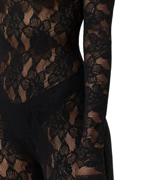 Naked Wardrobe Lace Turtleneck Closed Toe Jumpsuit