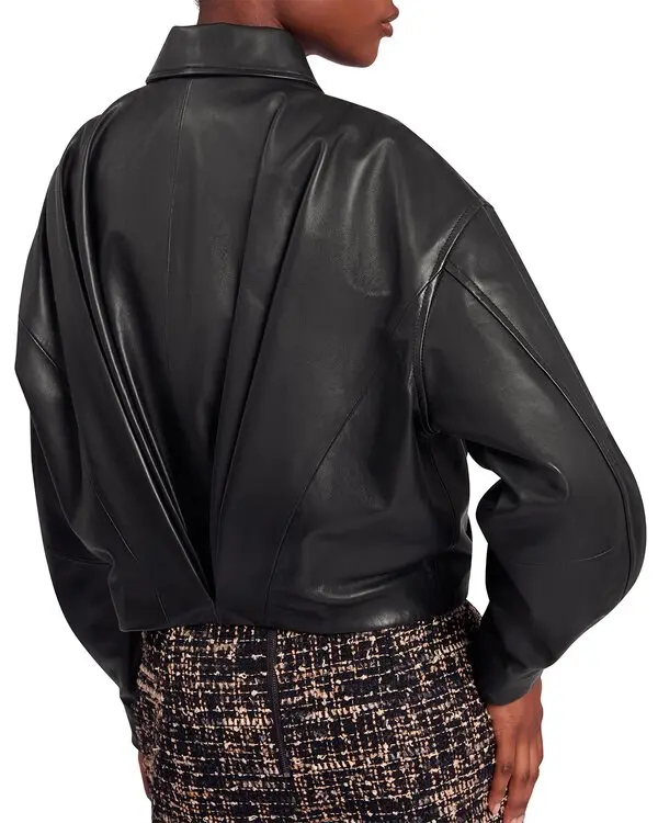 Ted Baker London Adfabi Drape Detail Leather Bomber Jacket