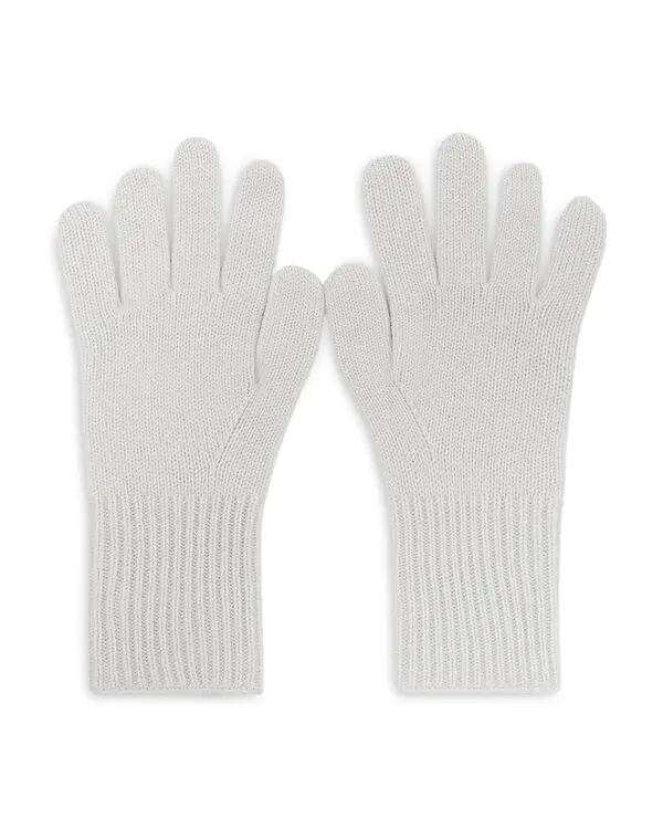 REISS Issie Wool Blend Rib Trim Gloves - Grey