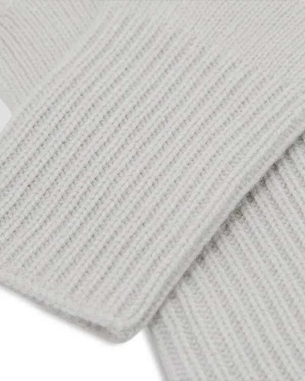 REISS Issie Wool Blend Rib Trim Gloves - Grey