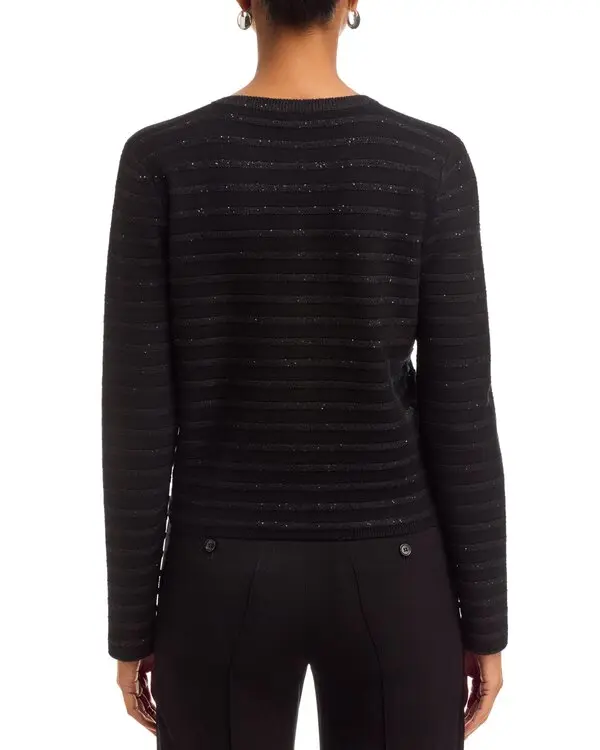 Kobi Halperin Hal Glitter Stripe Wool Blend Crewneck Cardigan