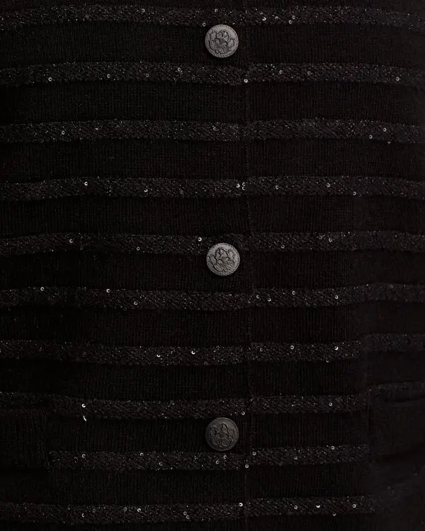 Kobi Halperin Hal Glitter Stripe Wool Blend Crewneck Cardigan