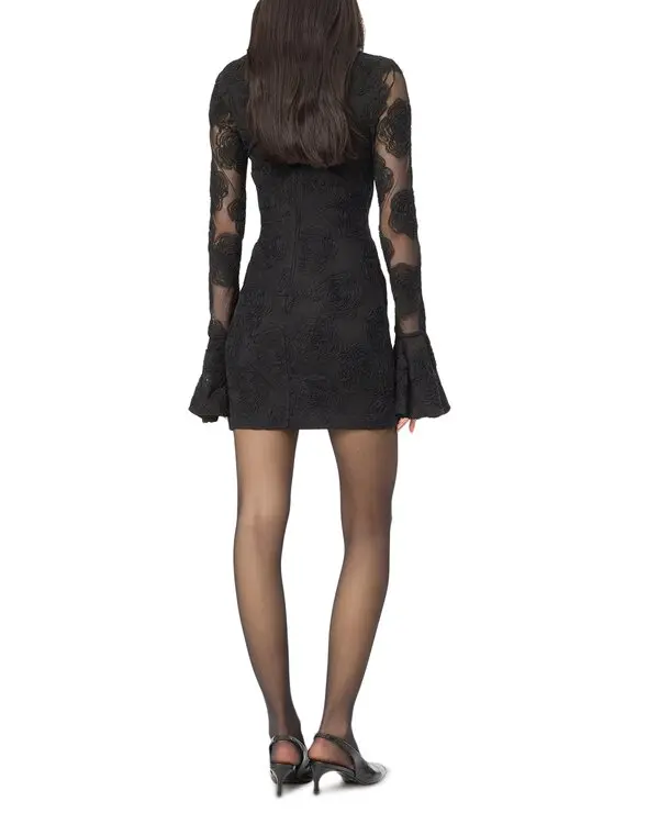 ROTATE BY BIRGER CHRISTENSEN Flower Mesh Long Sleeve Mini Dress