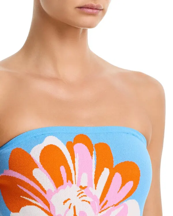 MILLY Seraphina Strapless Floral Midi Dress