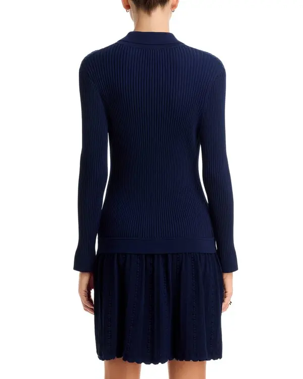 MILLY Ines Rib Knit Button Down Mini Dress