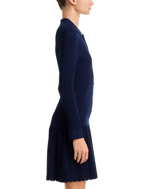 MILLY Ines Rib Knit Button Down Mini Dress