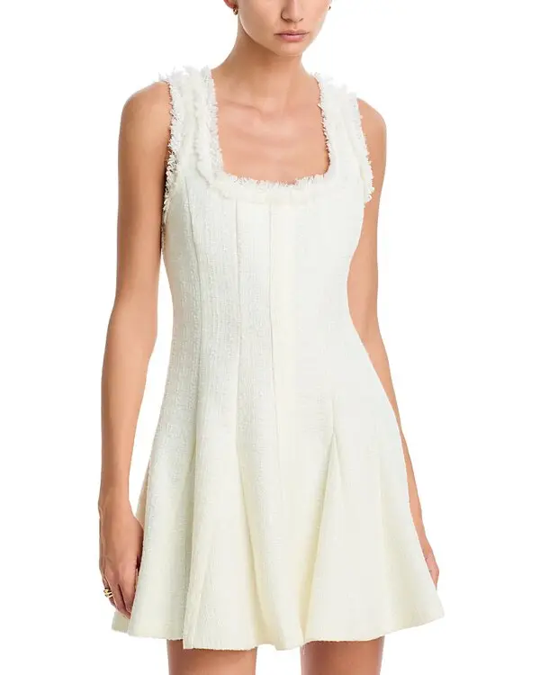 MILLY Juniper Cotton Blend Tweed Fit & Flare Mini Dress