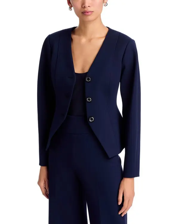 Veronica Beard Carver Collarless V Neck Jacket