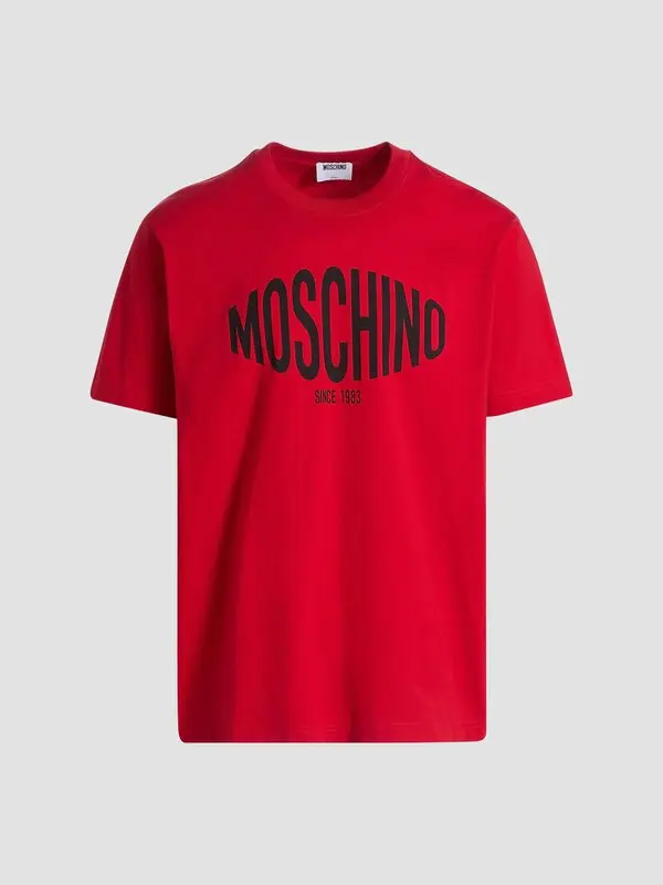 Moschino Logo Cotton Crewneck T-shirt - Red