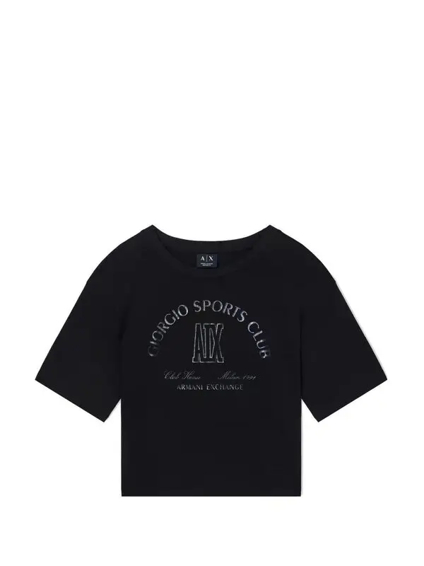 Armani Exchange Logo-print Cropped T-shirt - Black