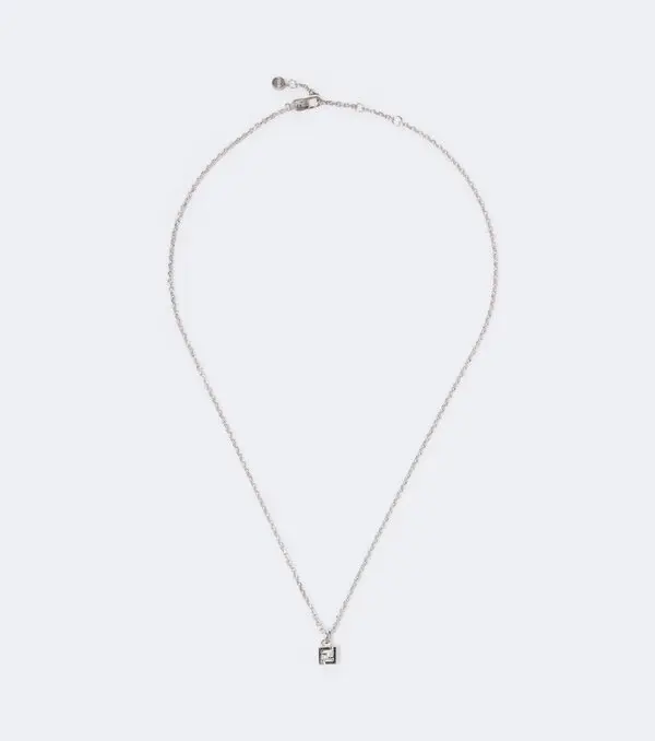 Fendi Ff Crystal-embellished Pendant Necklace - Silver