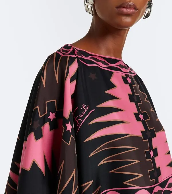 Emilio Pucci Iride Caped Silk Twill Gown