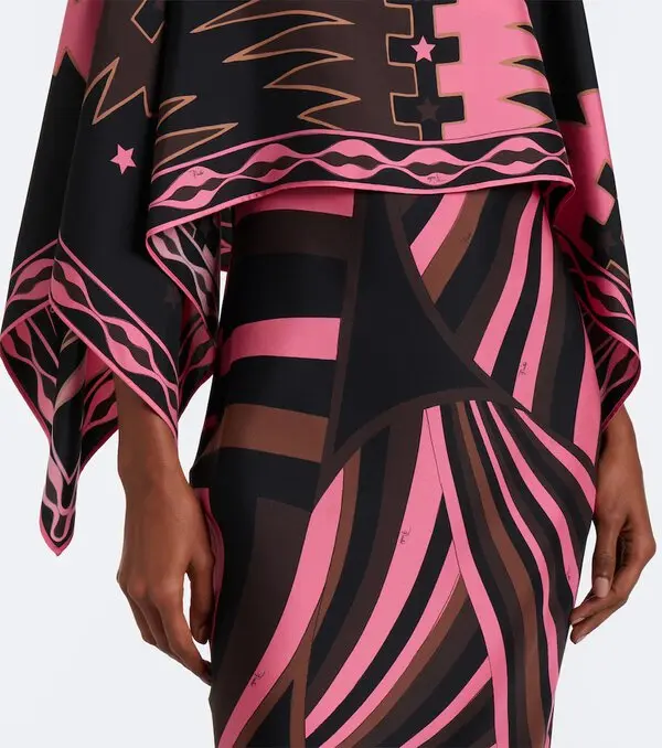 Emilio Pucci Iride Caped Silk Twill Gown