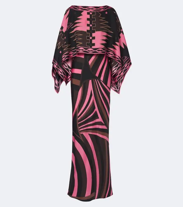 Emilio Pucci Iride Caped Silk Twill Gown - Multicoloured