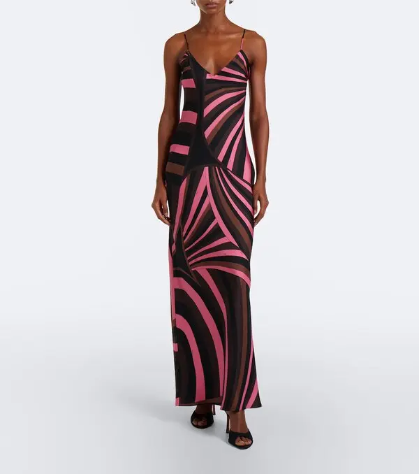 Emilio Pucci Iride Caped Silk Twill Gown