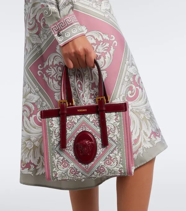 Versace Rivière Mini Printed Canvas Top-handle Bag