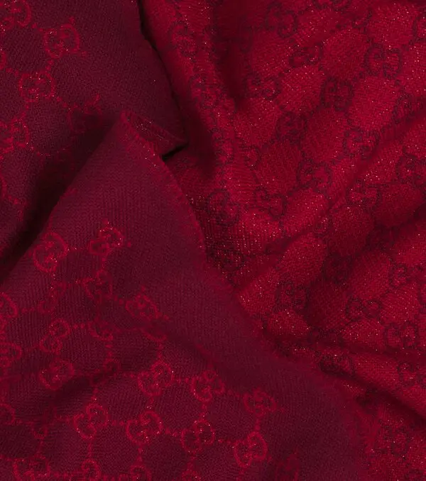 Gucci Gg Jacquard Wool-blend Lamé Scarf