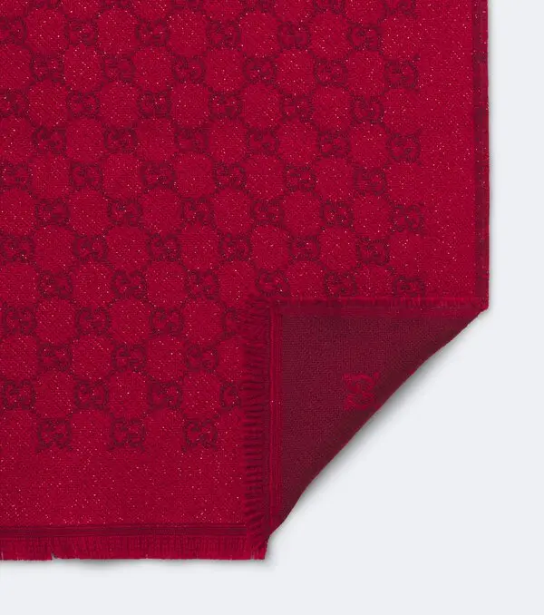 Gucci Gg Jacquard Wool-blend Lamé Scarf