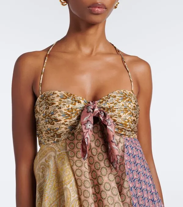 Zimmermann Fairlight Patchwork Silk Midi Dress