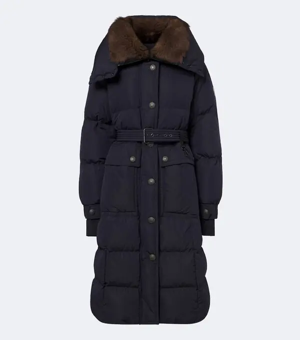 Moncler Gelisette Shearling-trimmed Down Coat - Blue