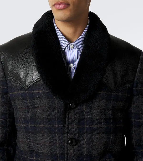 Junya Watanabe Leather-trimmed Wool Tweed Down Jacket
