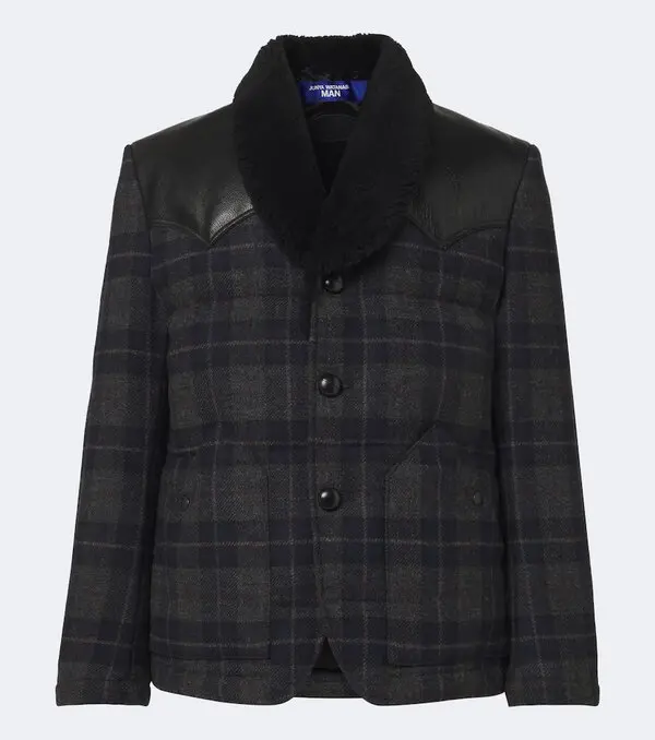 Junya Watanabe Leather-trimmed Wool Tweed Down Jacket - Multicoloured