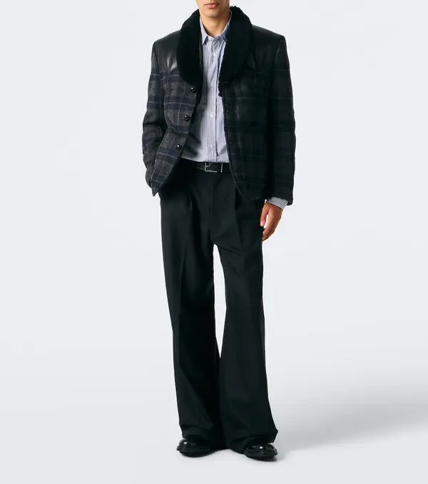 Junya Watanabe Leather-trimmed Wool Tweed Down Jacket