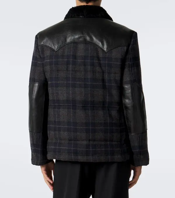 Junya Watanabe Leather-trimmed Wool Tweed Down Jacket