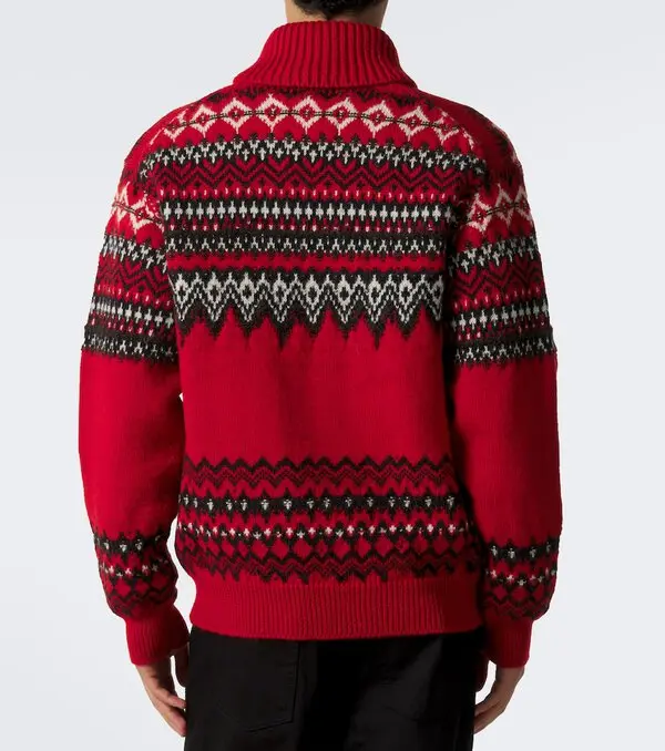 Junya Watanabe Suede-trimmed Wool Zip-up Cardigan