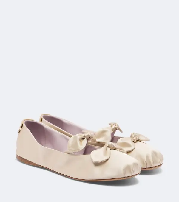 Chloé Penny Bow-detail Satin Ballet Flats
