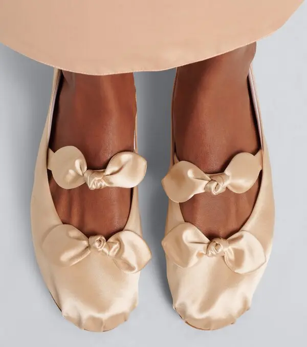 Chloé Penny Bow-detail Satin Ballet Flats