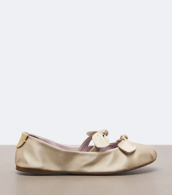 Chloé Penny Bow-detail Satin Ballet Flats