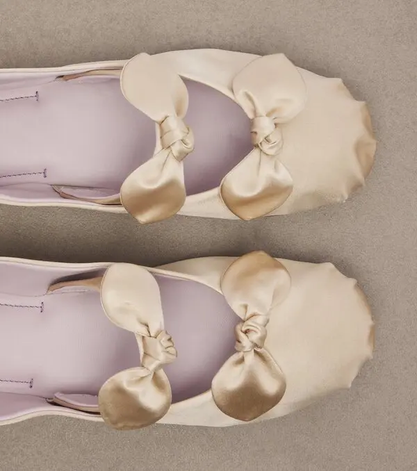 Chloé Penny Bow-detail Satin Ballet Flats