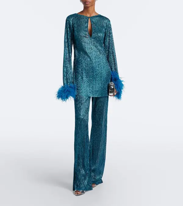 CALA DE LA CRUZ Dries Lamé Wide-leg Pants