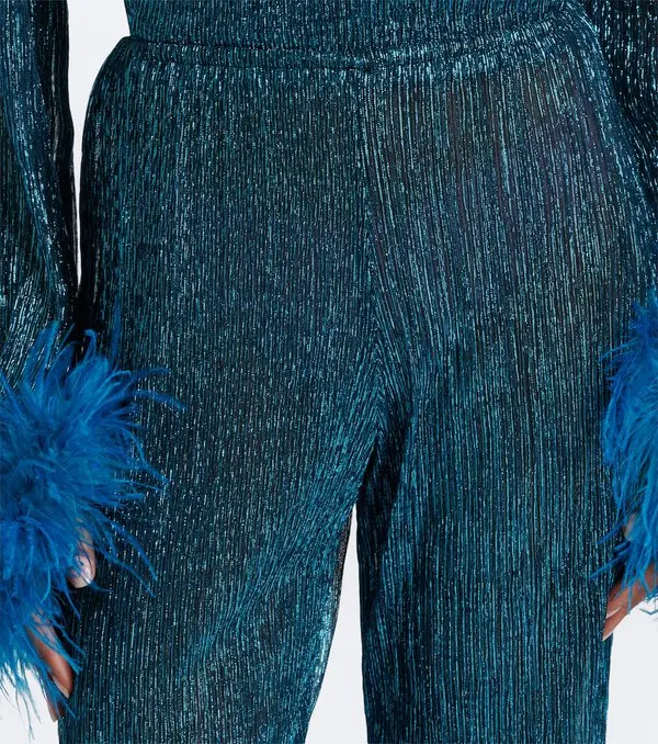 CALA DE LA CRUZ Dries Lamé Wide-leg Pants