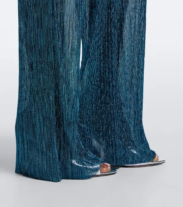 CALA DE LA CRUZ Dries Lamé Wide-leg Pants