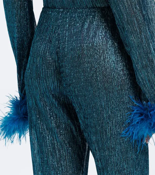 CALA DE LA CRUZ Dries Lamé Wide-leg Pants