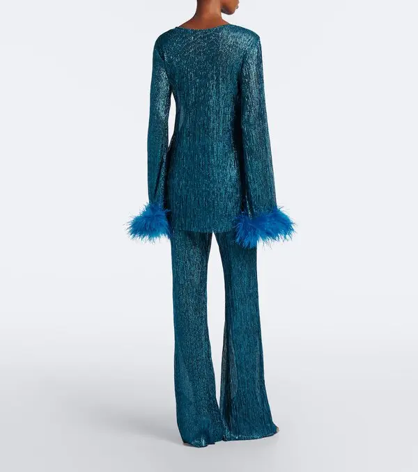 CALA DE LA CRUZ Dries Lamé Wide-leg Pants