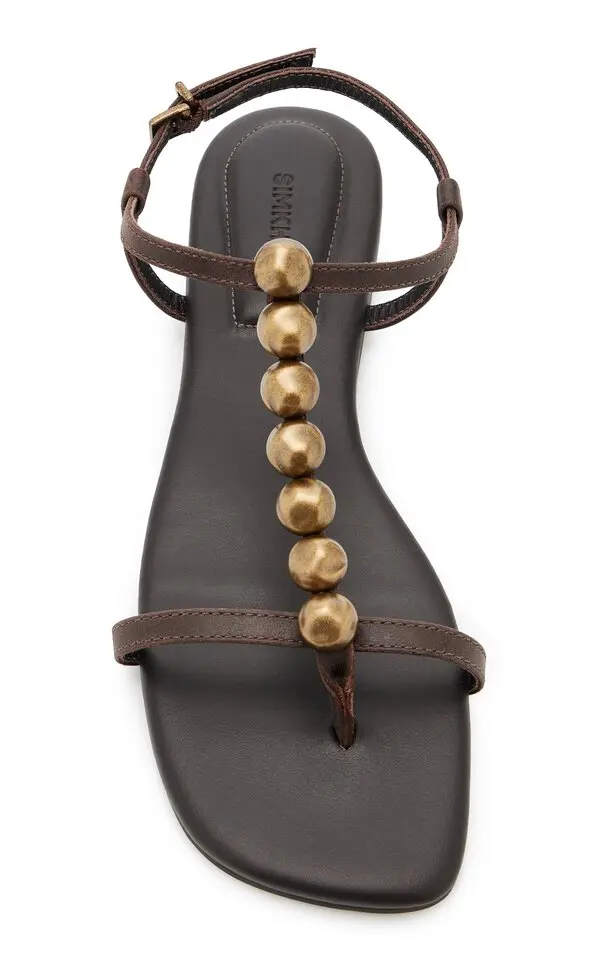 Simkhai Amaya Embellished Leather Thong Sandals