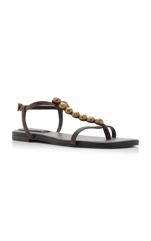 Simkhai Amaya Embellished Leather Thong Sandals