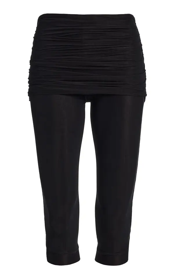 MAYGEL CORONEL Maréva Ruched Jersey Capri Pants - Black