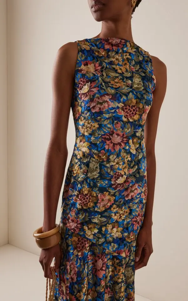 SIEDRES Floral Jacquard Maxi Dress